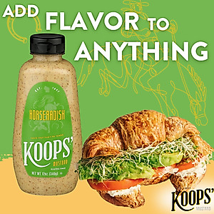Koops' Horseradish Mustard – Bold and Zesty Horseradish Sauce, Gluten-Free, Kosher, Made in USA, From Quality Mustard Seeds – 12 Oz, Pack of 2