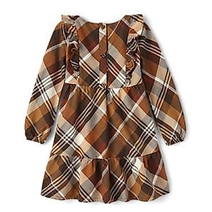 Gymboree,and Toddler Long Sleeve Casual Print Dresses,Flutter Plaid,5T