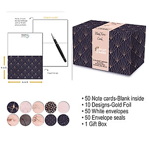 50-Pack Assorted Greeting Cards: 4x6’’ Blank Note Cards with Envelopes and Matching Stickers - Featuring 10 Unique Designs for Various Occasions Such as Thank You, Birthday, Business, and More