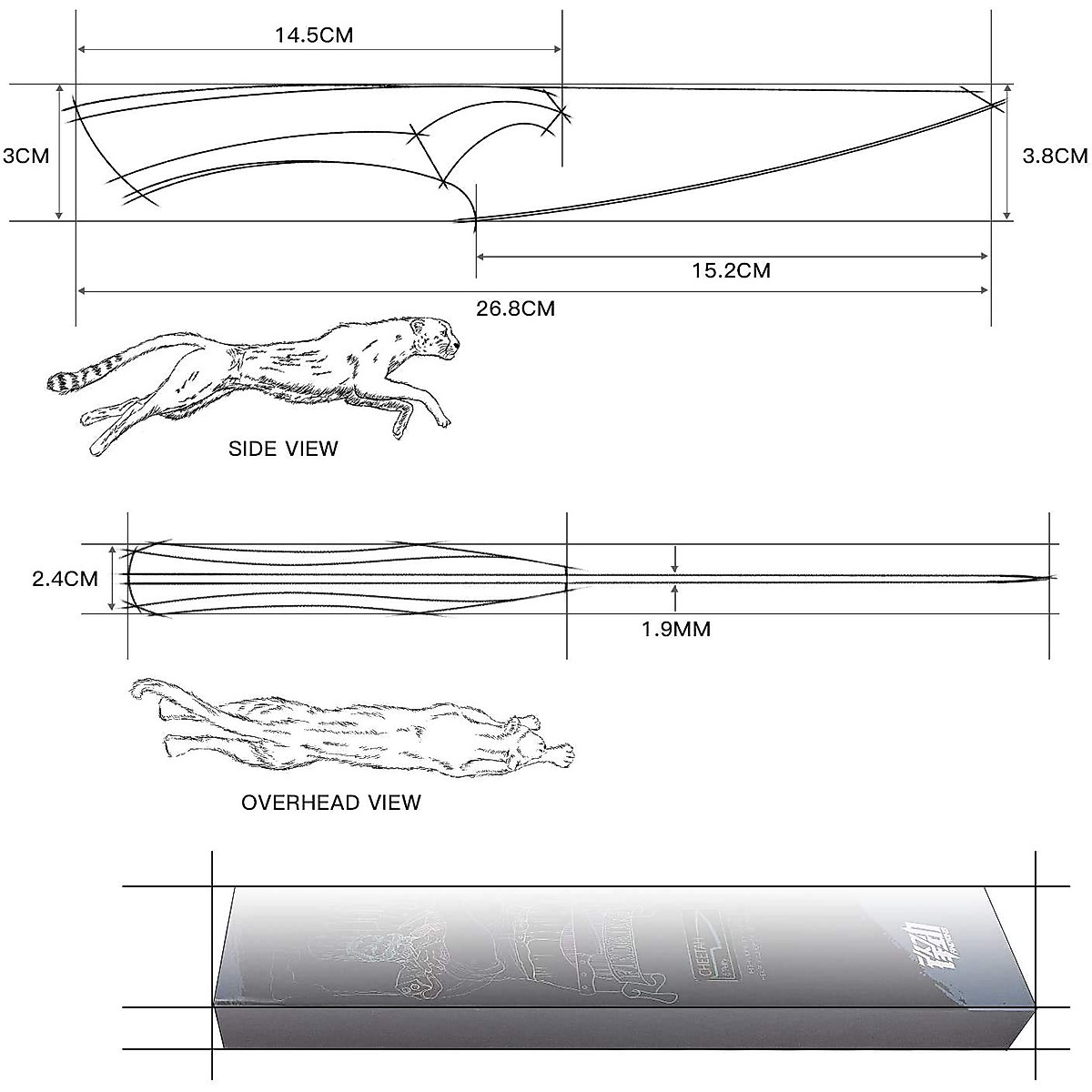 FINDKING 6 Inch Boning Knife, Damascus Steel Skinning Knife, Sharp Meat Knife for Bones (Cheetah Series, w/Ebony Wood Handle)
