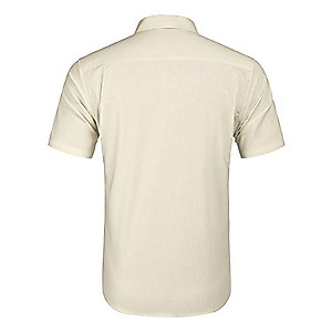 COOFANDY Men's Casual Cotton Beach Button Down Dress Shirt Summer Linen T-Shirt