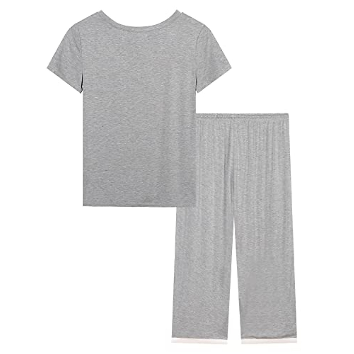 Joyaria Womens Summer Cooling Pajamas/Pjs Short Sleeve Capri Bamboo Pjs Ultra Soft Lightweight Sleepwears Set Petite (Light Gray, Small)