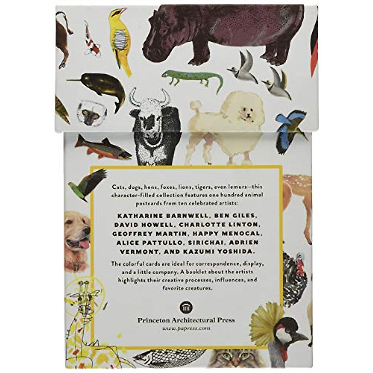 Animal Box: 100 Postcards by 10 Artists (100 postcards of cats, dogs, hens, foxes, lions, tigers and other creatures, 100 designs in a keepsake box)