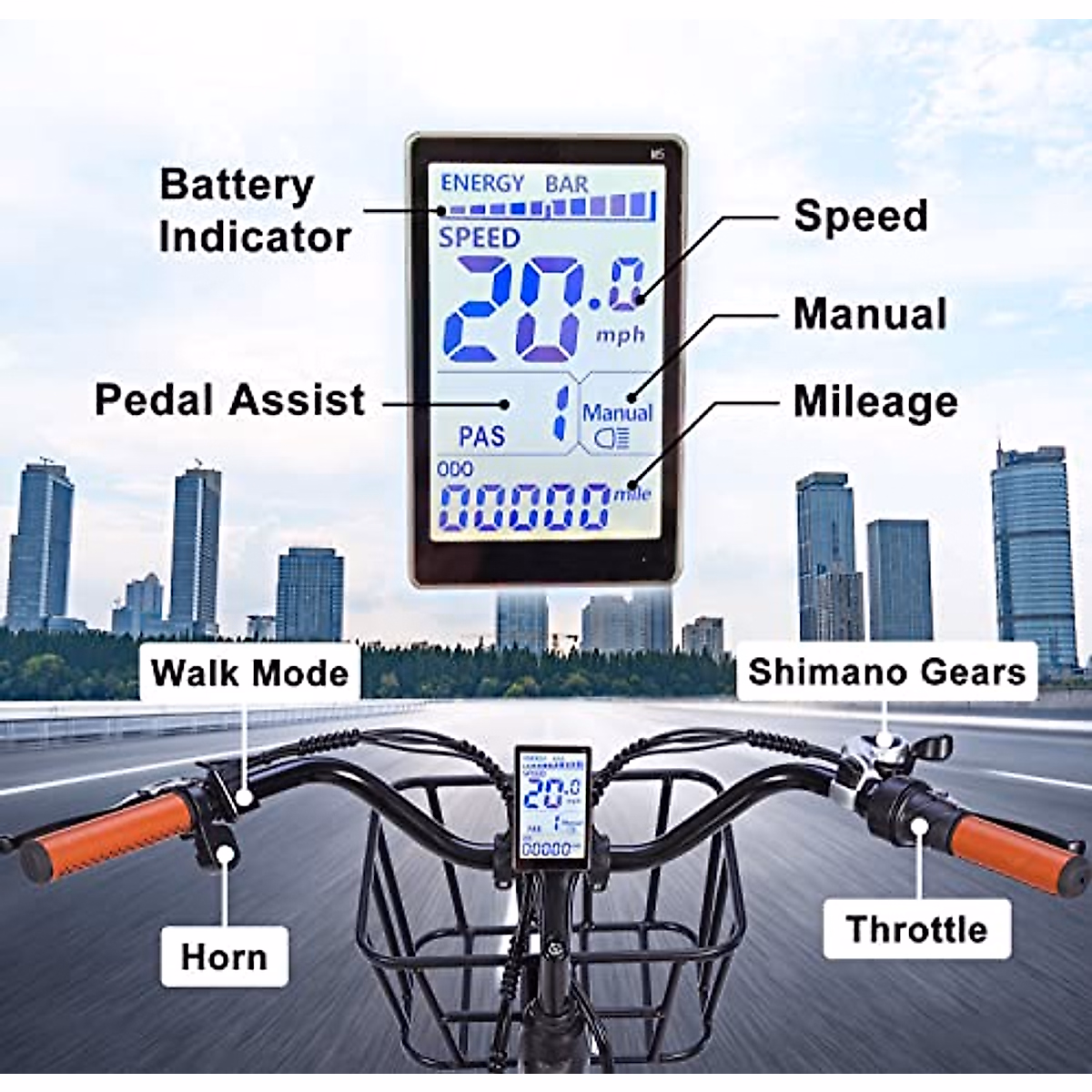 NARRAK 36V 350W 10Ah 26" Step-Thru Electric Bicycle City E-Bike Mountain Bikes Up to 30 Miles Removable Battery, Shimano 7-Speed and Dual Shock Absorber Commuter Bike for Adults (White)