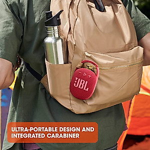 JBL Clip 4 - Portable Mini Bluetooth Speaker, big audio and punchy bass, integrated carabiner, IP67 waterproof and dustproof, 10 hours of playtime, speaker for home, outdoor and travel - (Blue)