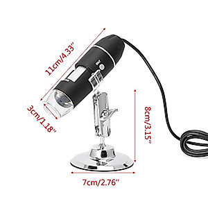 USB Digital Microscope 1600X Camera Endoscope 8LED Magnifier with Metal Stand
