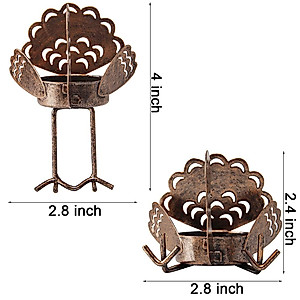 SAND MINE 6 Pack Metal Turkey Tea Light Candle Holders, Thanksgiving Candle Holder, Turkey Candle Holder, Metal Candle Holder, Thanksgiving Home Table Decoration (Copper)