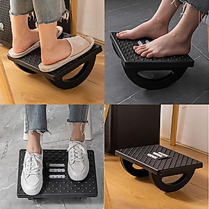 Foot Rest, Adjustable Height Foot Rest for Under Desk at Work, Ergonomic Foot Stool Under Desk for Office, Under Desk Footrest with Large Roller Massage, Desk Foot Rest for Pressure Relief (Black)