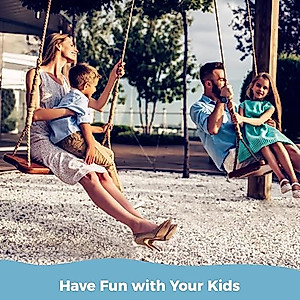 Wooden Tree Swing, 500lbs Load Capacity Heavy-Duty Wooden Swing for Adults & Kids, Waterproof Hanging Swing Seat with Adjustable Height for Indoor & Outdoor