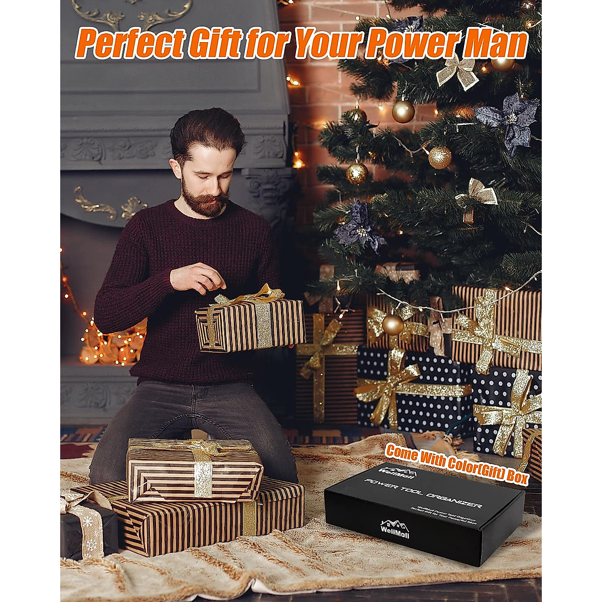 WellMall Power Tool Organizer Holder - Wall Mount Style for Power Tool Drill as Heavy Duty Tool Shelf & Tool Rack with Compact Packed with Color Box, Great Gift for Man