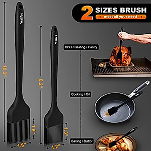 Walfos Silicone Basting Pastry Brush, Heat Resistant Pastry Brush Set, Strong Steel Core and One-Pieces Design, Perfect for BBQ Grill Baking Kitchen Cooking, BPA Free and Dishwasher Safe (2 Pcs)