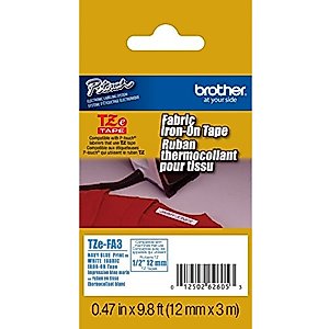 2/Pack Genuine Brother 1/2" (12mm) Navy Blue on White Iron on Fabric TZe P-Touch Tape for Brother PT-1890, PT1890 Label Maker