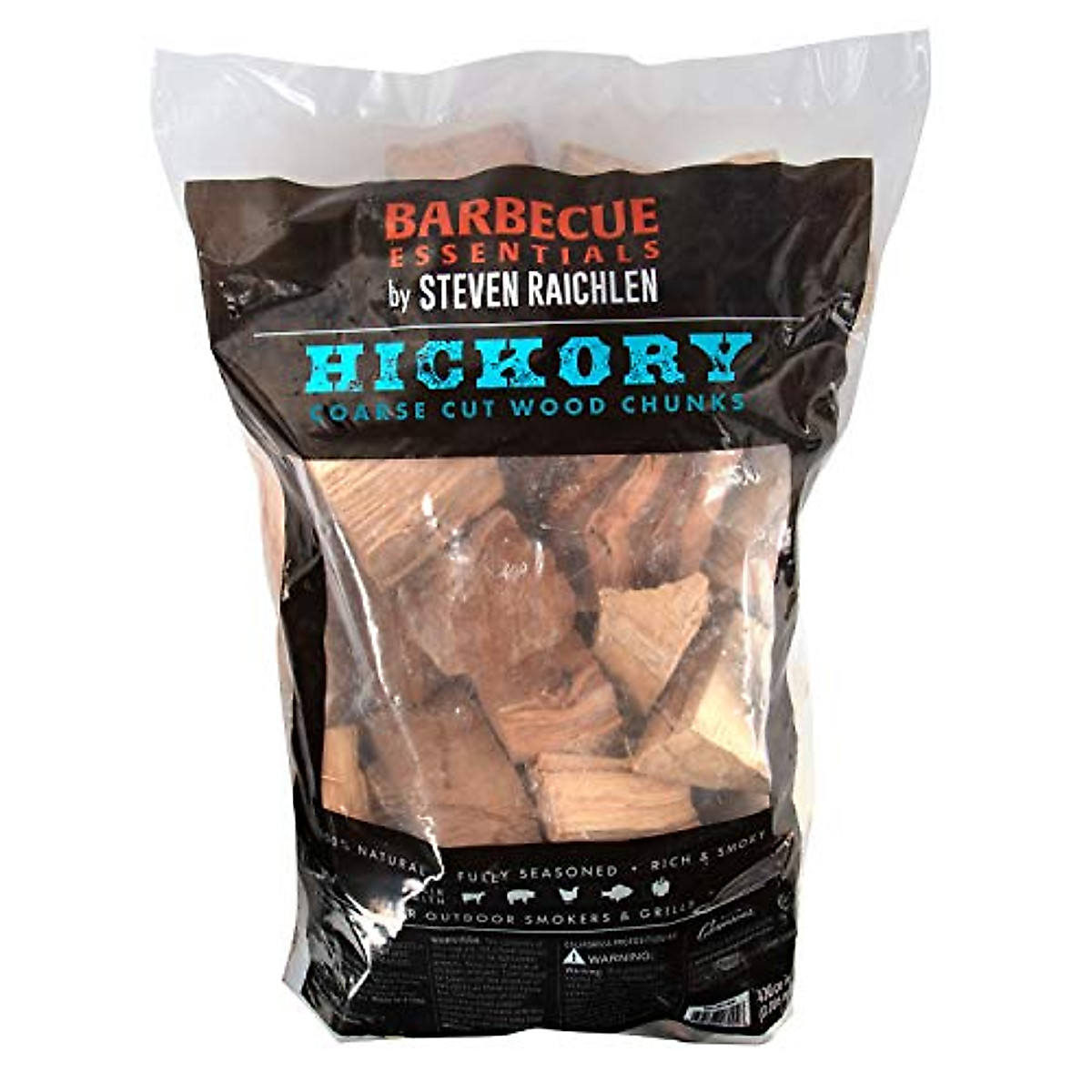 Steven Raichlen All Natural Hickory Wood Chunks for Smoking -420 Cu In Box or Bag, Approx 5 Lbs- Kiln Dried Large Cut BBQ Wood Chips for Smoker -Barbecue Chunks for Smoked Meat- Grilling Gifts for Men