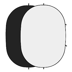 FOTOCREAT-5x6.5ft(1.5x2m) Black/White Double-Sided Pop-Up Collapsible Backdrop -Reflector Photo Backdrop Background for Video & Photo