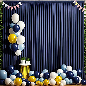 10 ft x 10 ft Wrinkle Free Navy Blue Backdrop Curtains Panels, 2 Panels 5ft x 10ft Sikly Polyester Photo Backdrop Drapes for Graduation Baby Shower Wedding Birthday Parties Photography Background