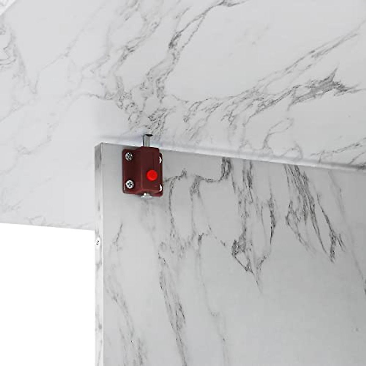 DINAZA Folding Dining Table Drop Leaf Table for Small Spaces with Storage Racks Multifunction Space Saving Table Extension Dinner Table for Kitchen Bedroom Dining Room White Marble