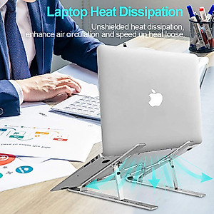HONGO Laptop Stand, Aluminum Portable Monitor Tablet Stand Notebook Riser Foldable Ventilated with 7-Angels Adjustable, Lightweight Holder for MacBook Dell, HP, Lenovo More Laptops & Tablet