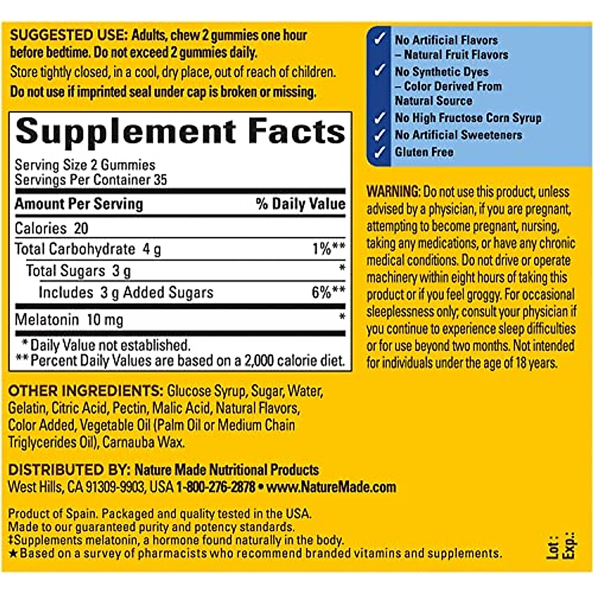 Nature Made Melatonin 10 mg, Dreamy Strawberry, 70 Gummies (Pack of 2)