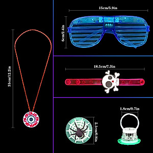 Advoxa Halloween Light Up Toys Party Favors - 60PCS LED Trick or Treat Party Suppliers for Kids Gift Exchange Classroom Halloween Goodie Bag Fillers Glasses Bracelets Necklace Rings and Tattoos