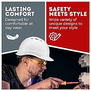 ACERPAL Cap Style Vented White Solid Color OSHA Hard Hat with 6 Point Suspension