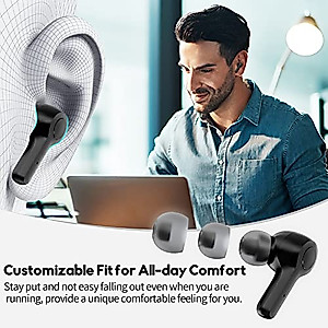 MOZOTER Bluetooth 5.3 Wireless Earbuds,Deep Bass Loud Sound Clear Call Noise Cancelling with 4 Microphones in-Ear Headphones with Wireless Charging Case Compatible for iPhone Android,Workout