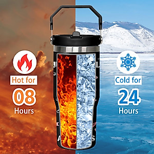 Queen Hero 30 oz Axolotls Tumbler with Handle, Large Insulated Tumbler with Flip & Straw Coffee Mug Cup Stainless Steel Gifts for Women Men Youth