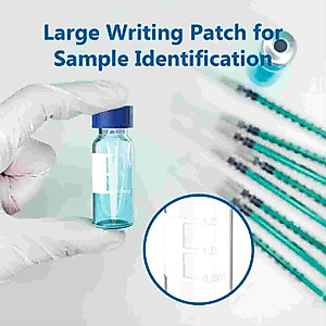 2ml HPLC Vial, 9-425 Borosilicate Autosamper Vial with Graduation, Clear Sample Vial and 9mm Blue Screw Cap with Hole, Red PTFE&White Silicone Septa, Pack of 100