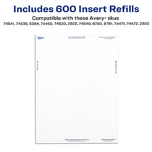 Avery Customizable Name Badge Inserts, 3" x 4", White, 2 Packs of 300, 600 Printable Name Tag Inserts Total (35392)