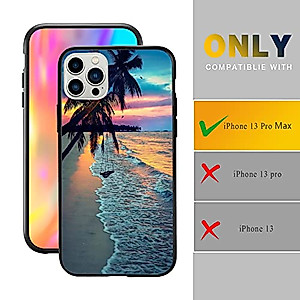 RAOIOLS Compatible with iPhone 13 Pro Max Case Cover,Sunset Beach Palm Trees,Protective Shockproof Full Body Soft TPU Bumper and PC Protective Slim Case for iPhone 13 Pro Max - 6.7inch