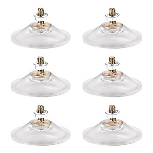 COMNICO Thickened PVC Suction Cup, 6 Pcs Clear Sucker Pads with Thread 2.16 Inches Screw Extra Strong Adhesive Glass Suction Holder Without Hooks for Bathroom Wall Door Glass Window Car Shade