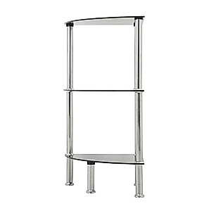 AVF S53-A Corner 3 Tier Shelving Unit in Black Glass & Chrome