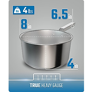 Dalstrong Sauce Pot - 3 Quart - The Oberon Series - 3-Ply Aluminum Core Cookware - Cooking Pot - Stock Pot - Premium Silver Pots and Pans - Dutch Oven Pot with Lid & Pot Protector