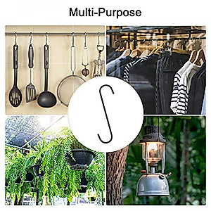 uxcell S Hanging Hooks, 8inch/200mm Extra Long Steel Hanger, Indoor Outdoor Uses for Garden, Bathroom, Closet, Workshop, Kitchen, Black, 10Pcs
