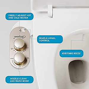 GLIGAM Bidet Attachment for Toilet Warm Water, Ultra-Slim Bidet Hot and Cold,Non-Electric Bidet Attachment for Frontal/Rear Wash, with Retractable Nozzle, Pressure & Angle Controls,Easy to install