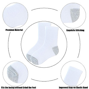 JAMEGIO Boys' Crew Socks 6 Pairs Cotton Athletic Socks for Toddlers Boys Girls(4-6 T)