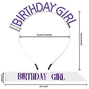 Birthday Girl Tiara Set - Sash, Crown, and Rhinestone Headband for Women, Princess Accessories Gift