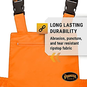 Pioneer Ripstop High Visibility Bib Pant - Safety Rain Gear – Hi Vis, Waterproof, Reflective, Work Overalls for Men – Orange, Yellow/Green
