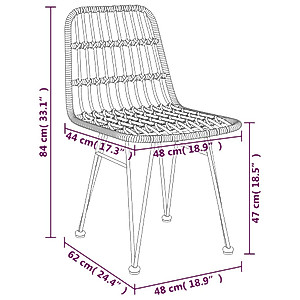 vidaXL Garden Dining Set 3 Piece Patio Furniture Outdoor Seating Table and Chair Decorative Dining Set Bistro Table Dinner Chair Poly Rattan