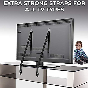 Family Care Metal Anti Tip Furniture Straps/TV Safety Straps (4 Pack+Gift) Kit -Secure 400lb- Earthquake Straps for Bookcases - Furniture Wall Anchors for Baby Proofing - Anti Tip Furniture Anchors