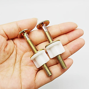 2 Pack Universal Toilet Seat Bolts Screws Set Heavy Duty Toilet Seat Hinge Bolts with Plastic Nuts and Metal Washers Replacement Parts for Top Mount Toilet Seat Hinges