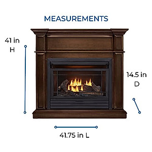 Duluth Forge Dual Fuel Ventless Gas Fireplace System with Mantle, Thermostat Control, 5 Fire Logs, Use with Natural Gas or Liquid Propane, 26000 BTU, Heats up to 1350 Sq. Ft., Gingerbread Finish