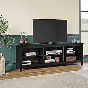 Panana TV Stand 6 Cubby Television Stands Cabinet 6 Open Media Storagefor TVs up to 80 Inches, 70 Inch (70 Inches Black)