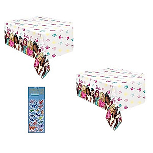 Unique Barbie Birthday Party Supplies Decoration Bundle Pack Includes 2 Plastic Table Covers and 1 Dinosaur Sticker Sheet