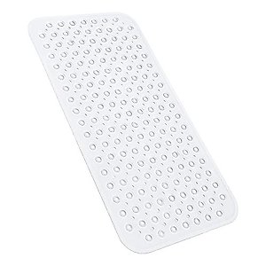 YINENN Bath Tub Shower Stall Mats 31x15.5 Inch Non-Slip and Latex Free, Bathtub Mat with Suction Cups, Machine Washable Bathroom Mats with Drain Holes (Clear)