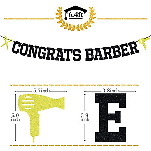 Black Glitter Congrats Barber Banner - Congrats graduation Sign for Barber, Congrats Grad Party Decorations for Barber
