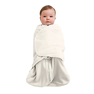 HALO Sleepsack Gift Set Bundle - Micro Fleece Swaddle Wearable Blanket, Cream, Small - Organic Cotton Swaddle & Wearable Blanket 2-Piece Gift Set Box, Strawberry, Small/Medium