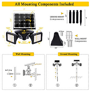 EMANER Outdoor Solar Lights with Motion Detector, 2-in-1 Solar Flood Light, 6000K Waterproof, Dusk to Dawn Cordless Security Light, Solar Powered Landscape Light for Yard, Garden, Porch, 2-Pack