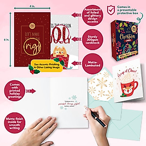 100 Pack Boxed Christmas Cards with Envelopes & Stickers, 100 Unique Designs with Printed Inside Christmas Cards Bulk, 6x4in Assorted Christmas Cards Boxed with Envelopes, Holiday Cards with Envelopes