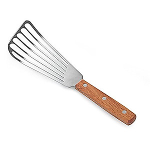 New Star Foodservice 43068 Wood Handle Fish Spatula, 6.5" Blade, Silver