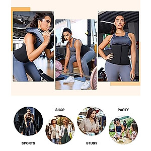 LEINIDINA Womens Waist Trainer Corset with Zipper Sweat Waist Trimmer for Women Workout Belt Corset Shapewear Black